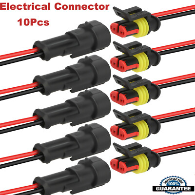 5 Pairs Waterproof 12V 2-pin Electrical Wire Connector Plug Cable Boat ...