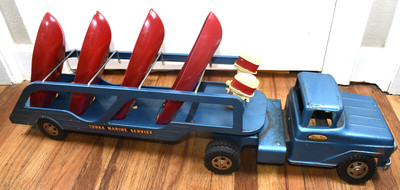 RARE Vintage Tonka No. 41 Marine Service Toy Truck Trailer 4 Boats & 2 ...