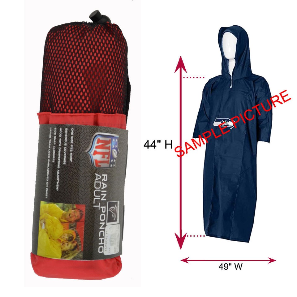 NFL Atlanta Falcons Stadiums Reusable Rain Poncho Raincoat Adult Size ...