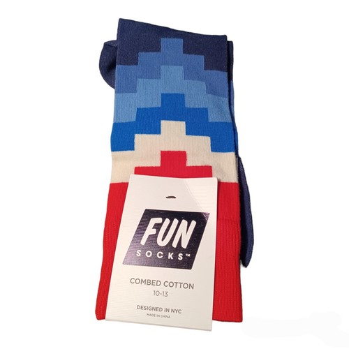 FUN SOCKS Men's Multi Color Blocks Socks-Shoe Size 6-12 | eBay