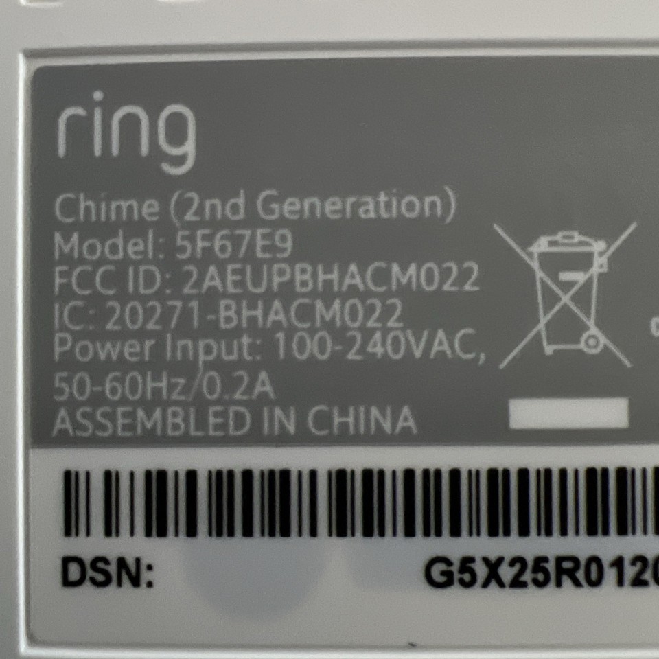 Ring Chime 2nd Generation Wireless Plug-In Chime 5AT1S2 | eBay