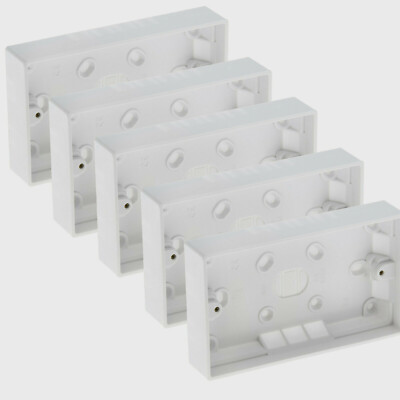 5 x 25mm Wall Surface Mounted Pattress Back Box Double 2 Gang ...
