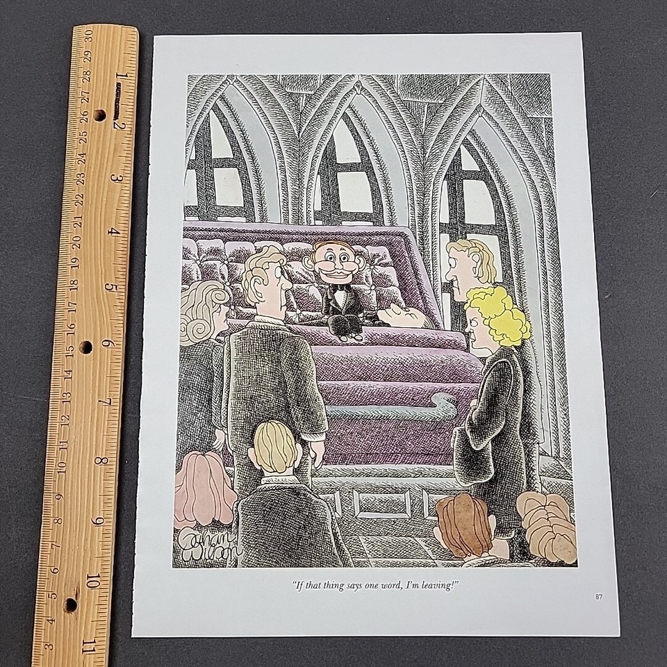 2008 Gahan Wilson Art Page Funeral Dead Ventriloquist Dummy on Casket ...