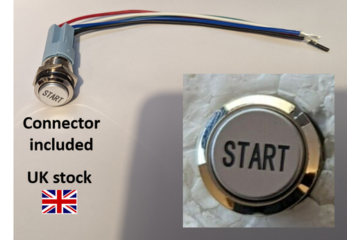 Chrome engine start backlit momentary 12V 3A push button switch 16mm UK ...