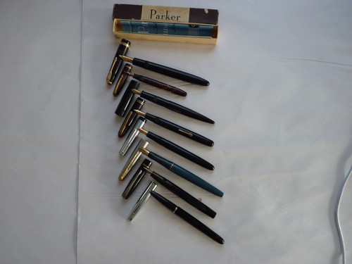 Job Lot of 8 Fountain Pens- 14ct Nibs -Parker-Eversharp-Conway Stewart ...