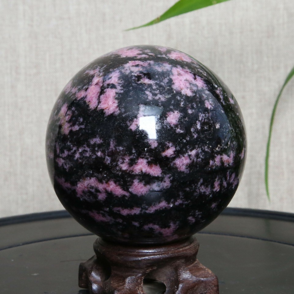 B2484-71mm-729g Natural Rose Quartz Crystal Rhodonite Sphere Ball ...