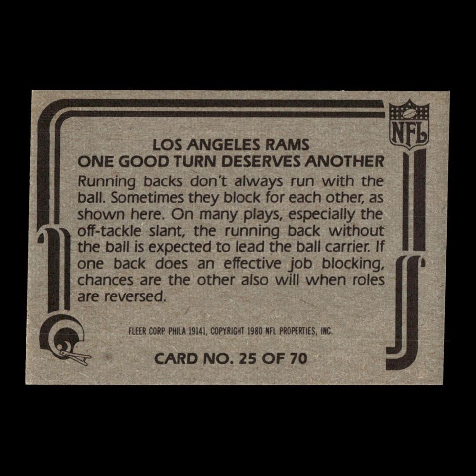 NFL TEAM 1980 Fleer Los Angeles Rams #25 R325G 71 | eBay