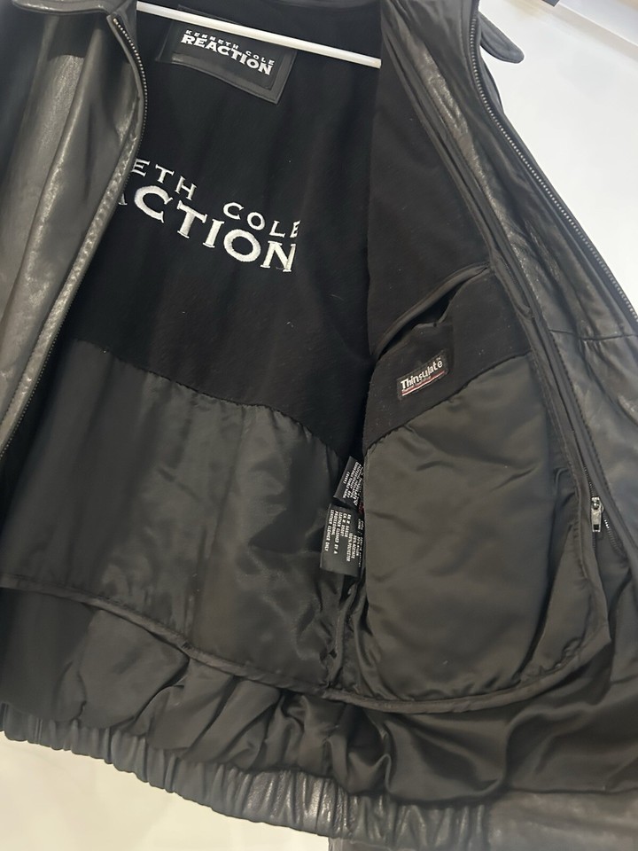 Leather Bomber Jacket Kenneth Cole Reaction Removal Liner Thinulate ...