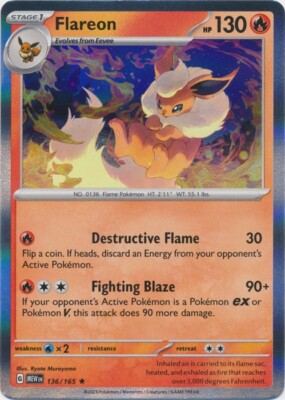 Holo Flareon 136/165 Rare Scarlet and Violet 151 Pokemon TCG | eBay