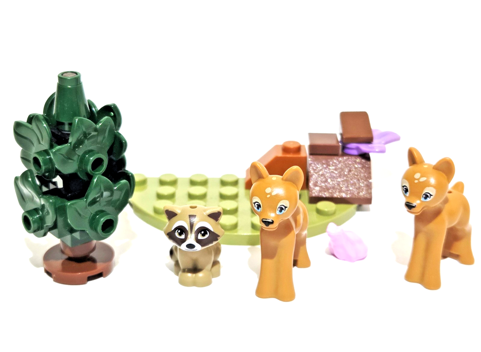 LEGO Forest Diorama Scene Custom Display Genuine LEGO Deer Raccoon Frog ...