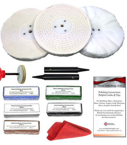 Bench Grinder Metal Polishing Kit Aluminium Alloy Brass Steel 11pc 6" x ...