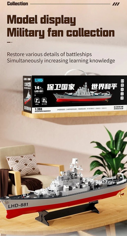 Remote Control Warship 1:390 Simulation Battleship Navy Marine War RC ...