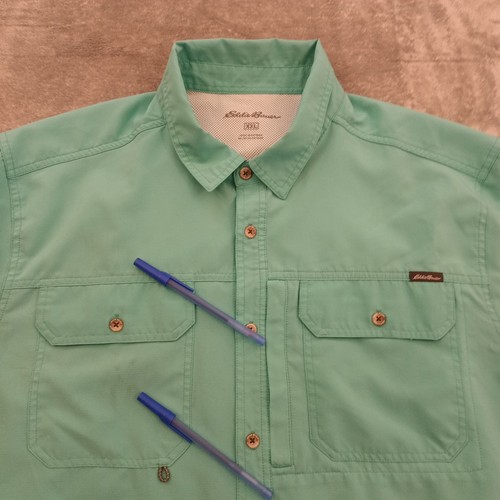 Eddie Bauer Shirt Mens XXL Light Green Short Sleeve Button Up ...