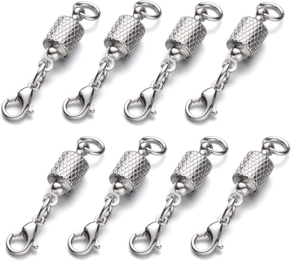 Locking Magnetic Clasps for Jewelry, Easy Necklace Clasp, 8PCS, Silver ...