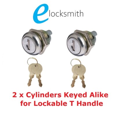 2 x Keyed Alike Cylinders - Lockable Flush Folding T Handle - Toolbox ...