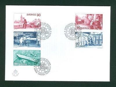 Sweden FDC 1975. Rescue Coast Guard Police Firefighters Engraver ...