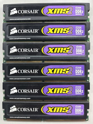 Set of six Corsair XMS2 1GB DDR2 800 (PC2 6400) desktop memory modules ...