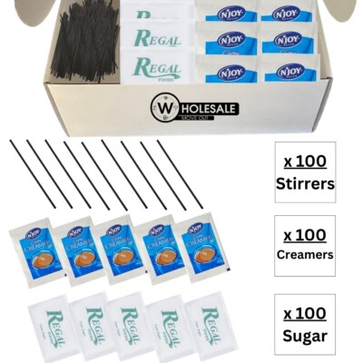 Bundle Set Of 300 Sugar & Coffee Creamer Packets & Coffee Stir Sticks ...