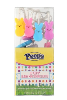 PEEPS BUNNY STRING LIGHTS 10 WHITE LED LIGHTS NEW EASTER DECOR ...