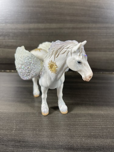 VINTAGE 2009 Schleich Winged Horse Pegasus Toy Mythical White Glitter ...