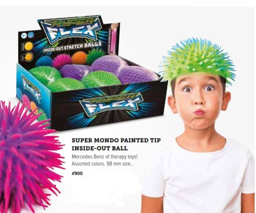 Play Visions NEON INSIDE-OUT BALL Sensory Stretch Soft ASD Spiky Touch ...