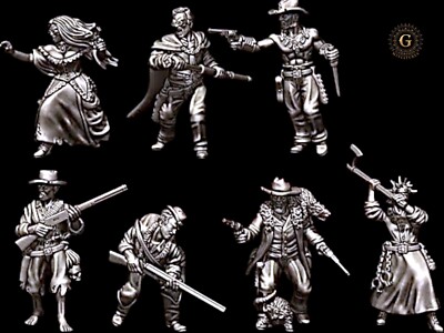 Wild West Vampires x7 Figures -Weird West Deadlands etc 28mm UNPAINTED ...