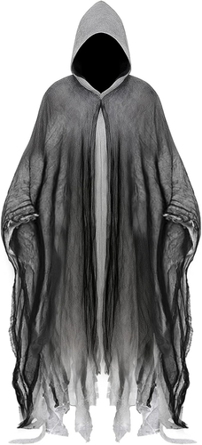 Grim Reaper Costume Adult Scary Horror Hooded Robe Halloween Cloak for ...