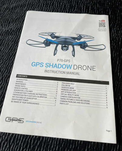 Promark Shadow Drone P70-GPS Instruction Manual How To Use Original ONLY | eBay
