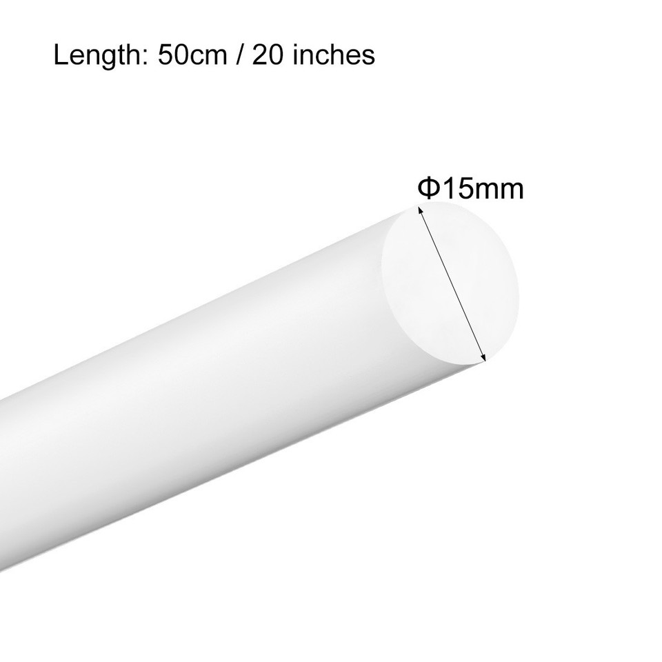 Plastic Round Rod,15mm Dia 50cm White Engineering Plastic Round Bar ...