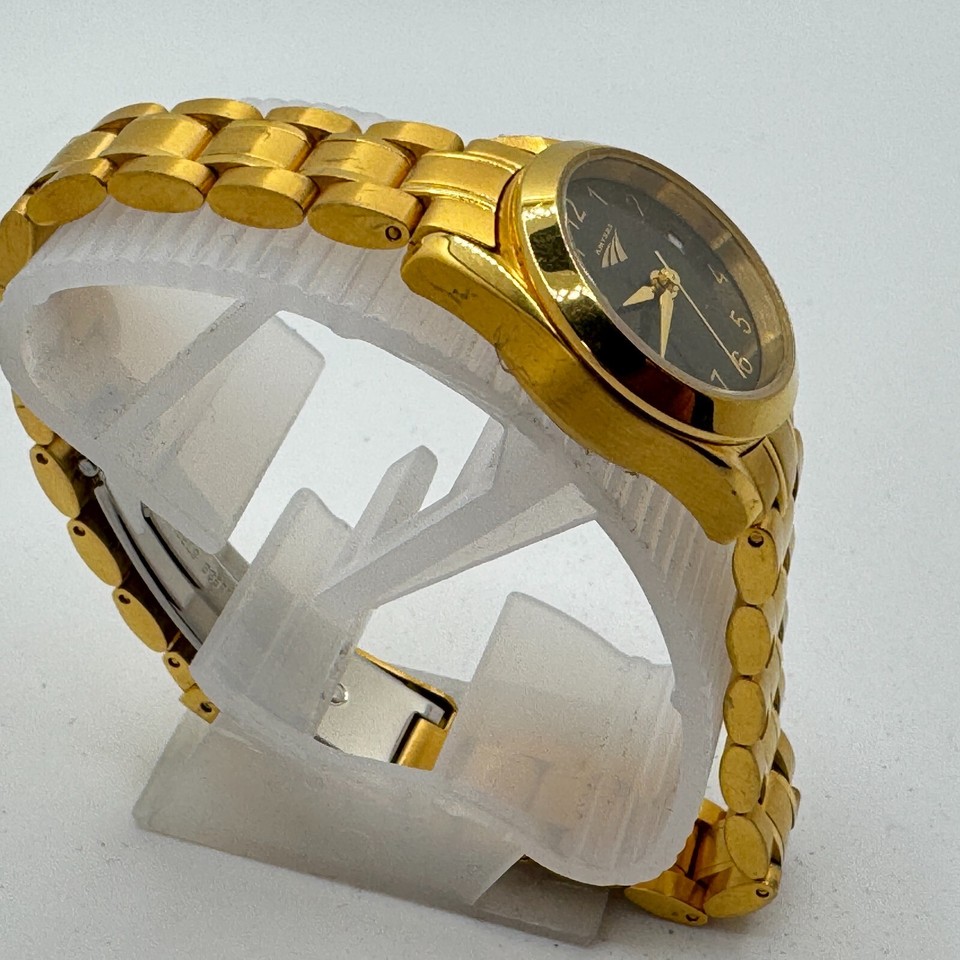 Amtrak Quartz Watch Women 30m Gold Tone Brown Steel Date Analog New ...