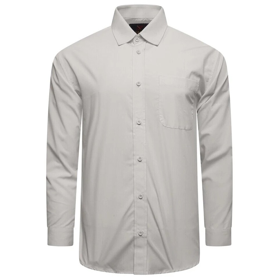 Mens Big Plus Size Long Sleeved Formal Office Cotton Shirt King Size ...