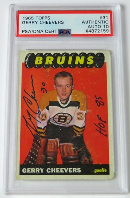 Gerry Cheevers HOF Signed Autograph 1965 Topps RC Rookie Card 31 PSA 10 ...