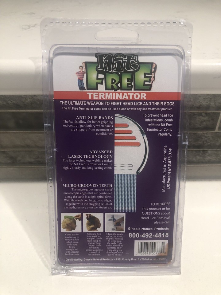 NEW Nit Free Brand Terminator Comb Head Lice Stainless Steel uni-sex ...