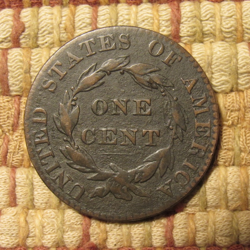 1821 CORONET LARGE CENT, N-2, VG ~ ORIGINAL KEY DATE WITH FULL STRONG ...