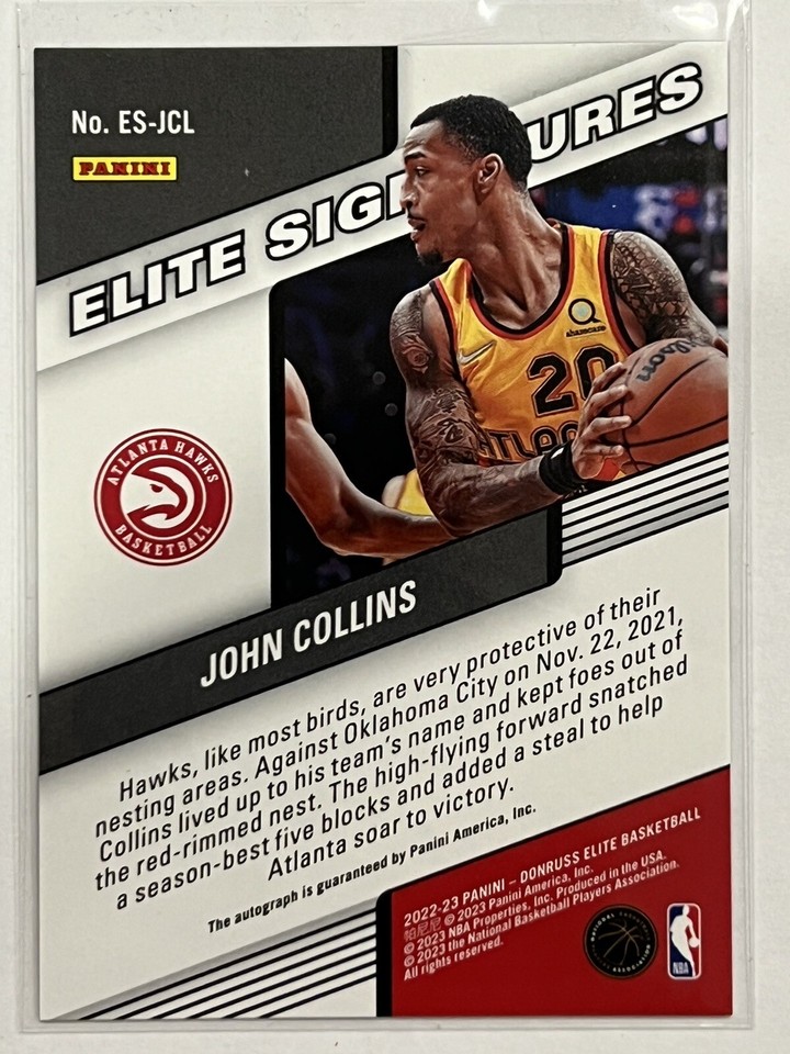 2022-23 Donruss Elite John Collins ELITE Signatures On Card Auto ...