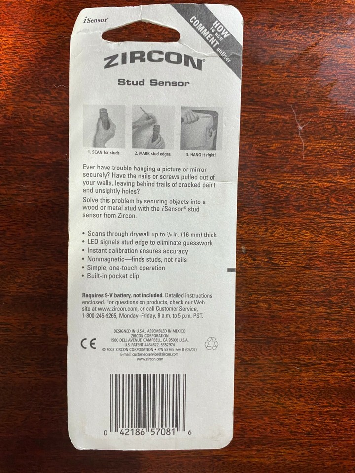 New NIP Zircon iSensor Stud Sensor Finder Wood and Metal 58765 | eBay