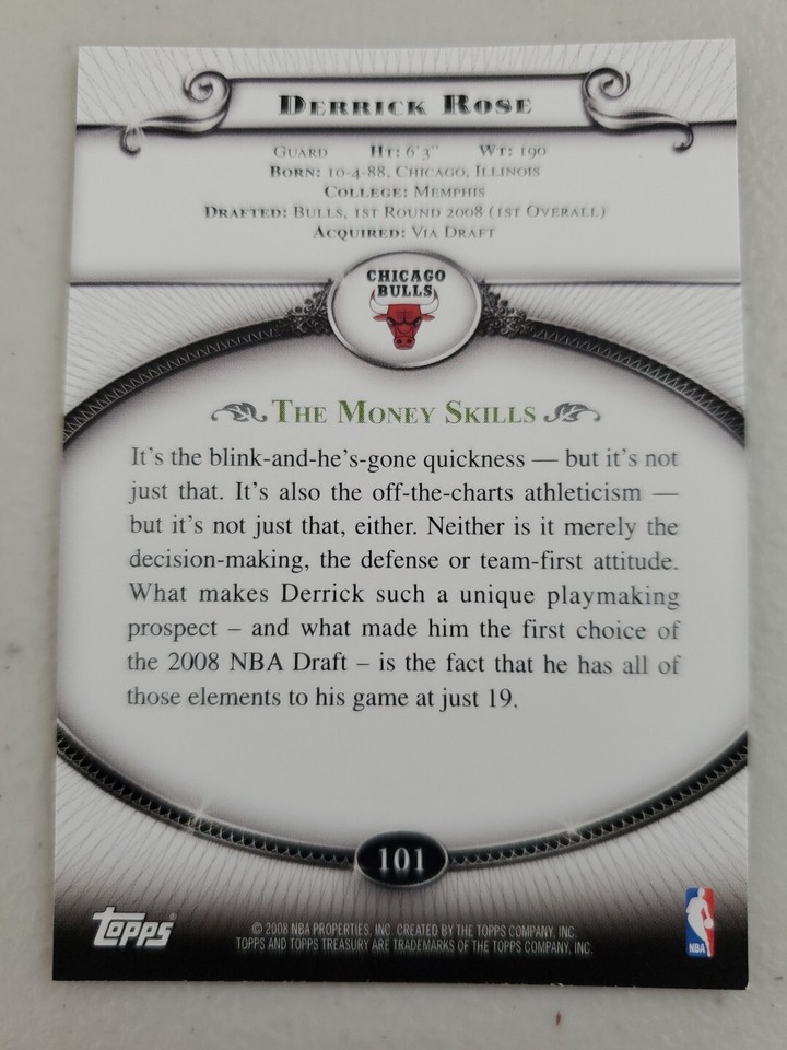 Derrick Rose Rookie Card 2008-09 Topps Treasury #101 | eBay