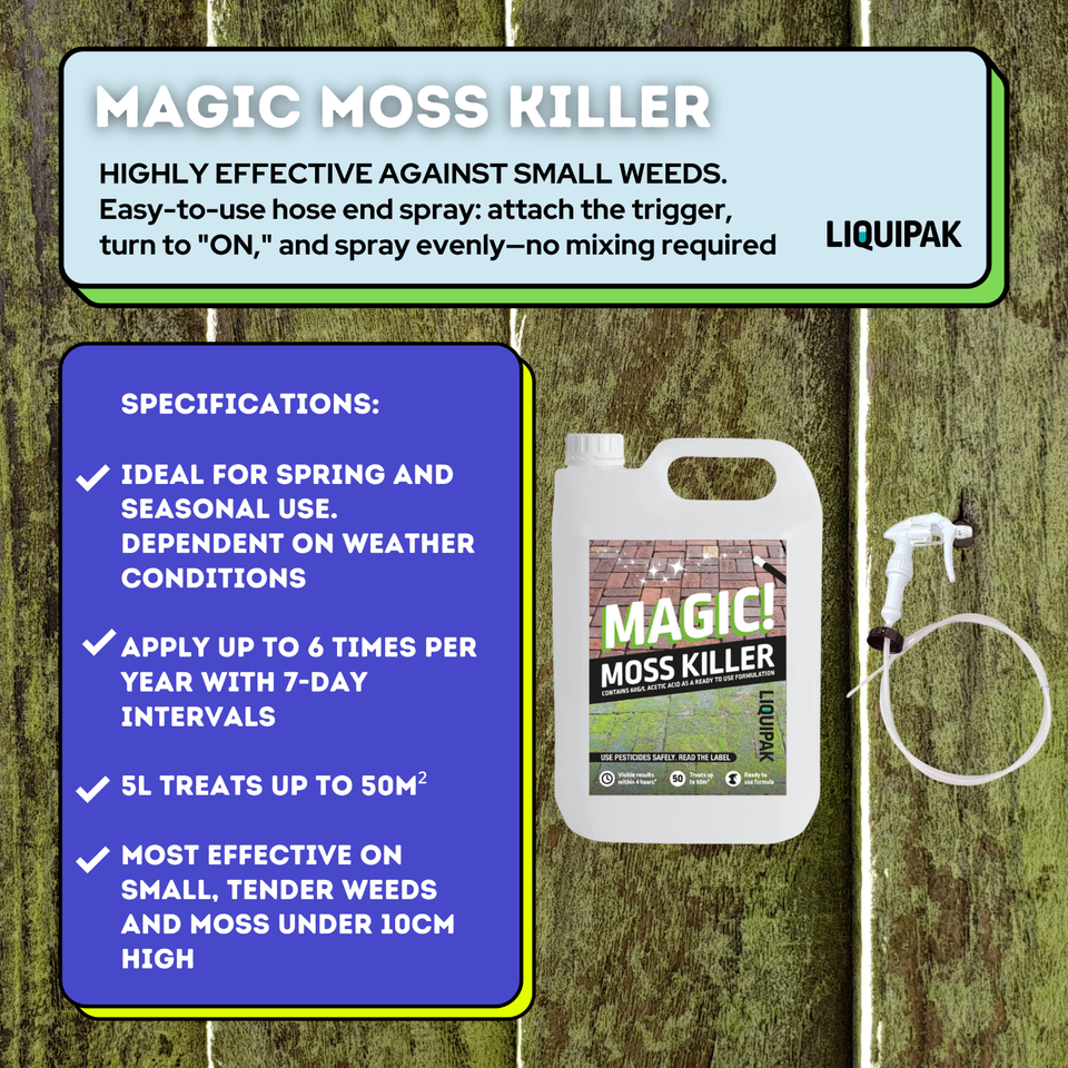 Magic Moss Killer 10L Roof Patio Driveway Algae Remover Hose Spray Ready to Use | eBay UK