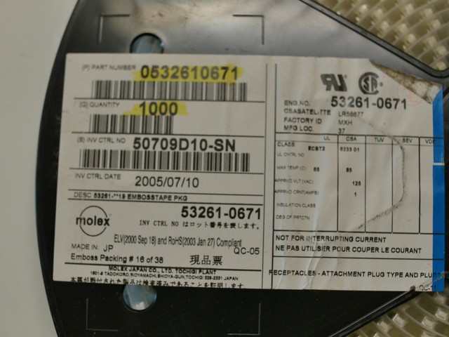 Pcs. Molex 53261-0671 Conn Header 6pos 1.25mm R/a SMD for sale online ...