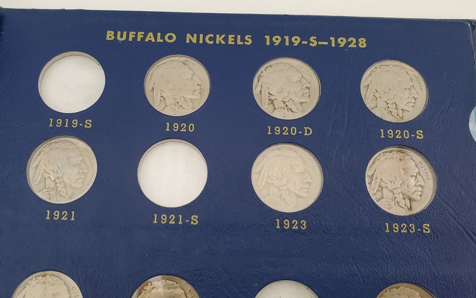 1913 - 1938 Partial Buffalo Nickel Coin Collection In Whitman Album 44 ...