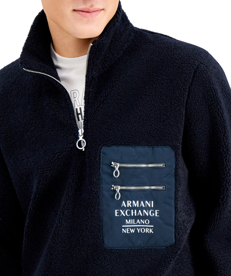 NWT ARMANI EXCHANGE A/X Mens L Deep Blue Polar Sherpa Fleece NWT ARMANI EXCHANGE A/X Mens L Deep Blue Polar Sherpa Fleece