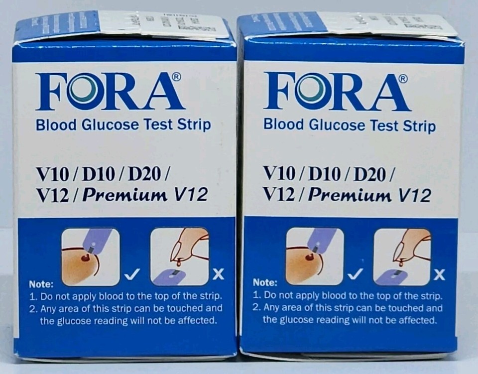 FORA Blood Glucose Test Strips V10 D10 D20 Premium V12 100 Count Exp ...