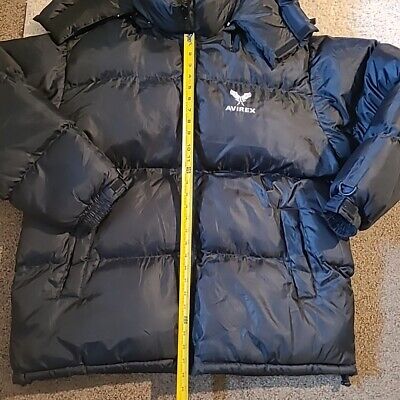 Avirex Puffer Jacket Men's Size XL Black Removable Hood Hip Avirex Puffer Jacket Men's Size XL Black Removable Hood Hip