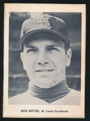 1958-60 Jay Publishing 5x7 Photo -KEN BOYER (Cardinals) *Autograph* d ...
