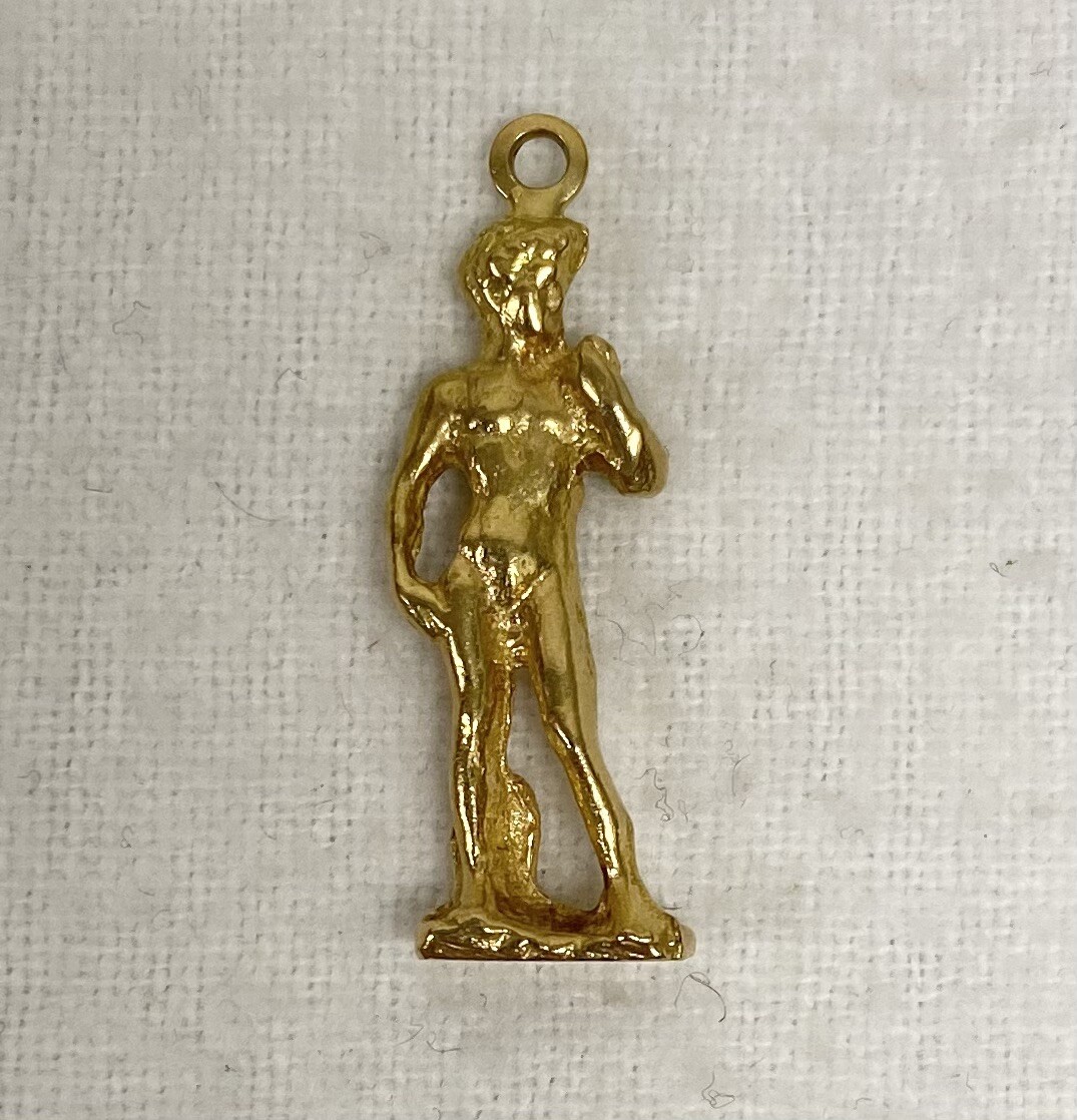 Michelangelo's David Statue 14K Gold 3D Charm Pendant - Gem
