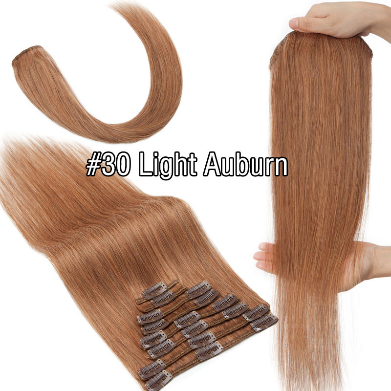 8pcs Clip In Hair Extensions 100% Real Human Hair Extensions Weft ...
