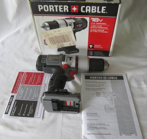 New Porter Cable 18V Cordless 1/2" Hammer Drill Opened Box Tool Only No ...