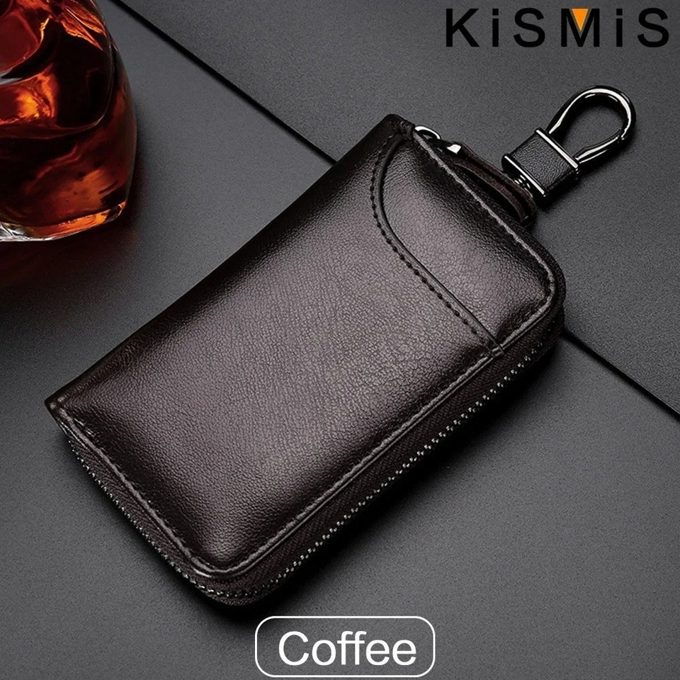 Premium Genuine Leather Key Case Wallet Holder Organizer for Car & Home ...
