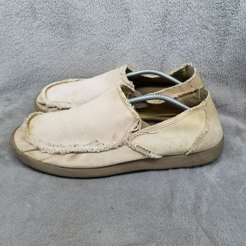 Crocs Shoes Mens Size 14 Santa Cruz Tan Canvas Slip On Loafers *Read ...