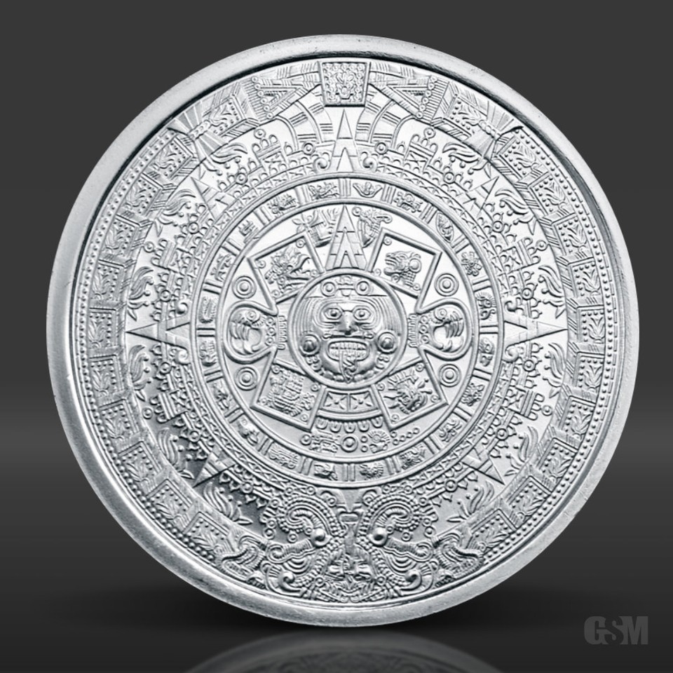 1 oz Aztec Calendar Silver Round .999 fine Silver Bullion 1 Troy Ounce ...